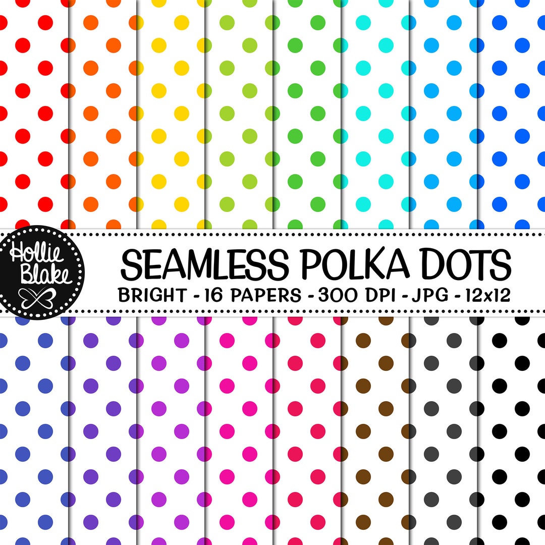 SALE!! 16 Bright Polka Dots Seamless Digital Papers • Rainbow ...