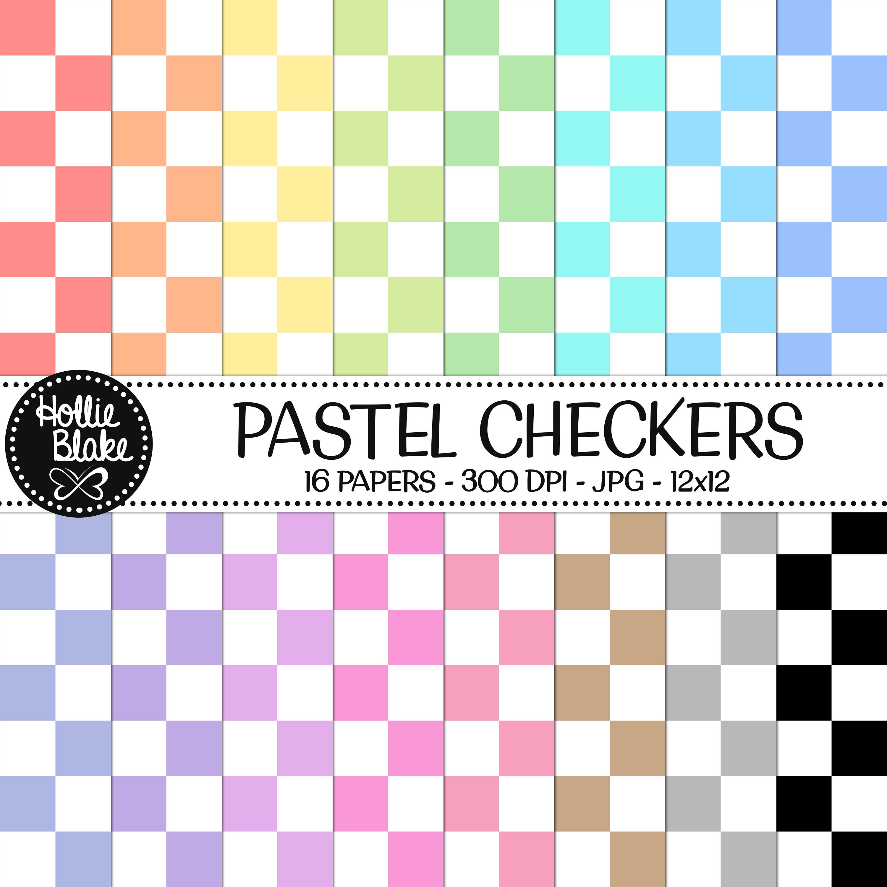 SALE 16 Pastel Checkers Digital Paper Pack Rainbow Digital | Etsy