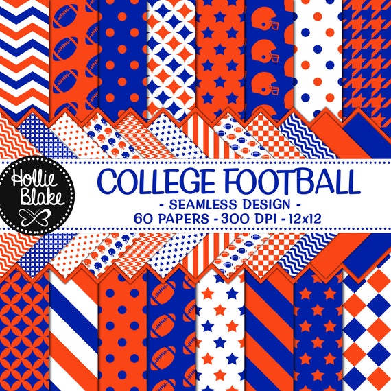 SALE 60 Blue Orange College Football Seamless Digital - Etsy