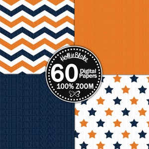 Blue & Orange Football Seamless Digital Papers, Digital Patterns JPG ...