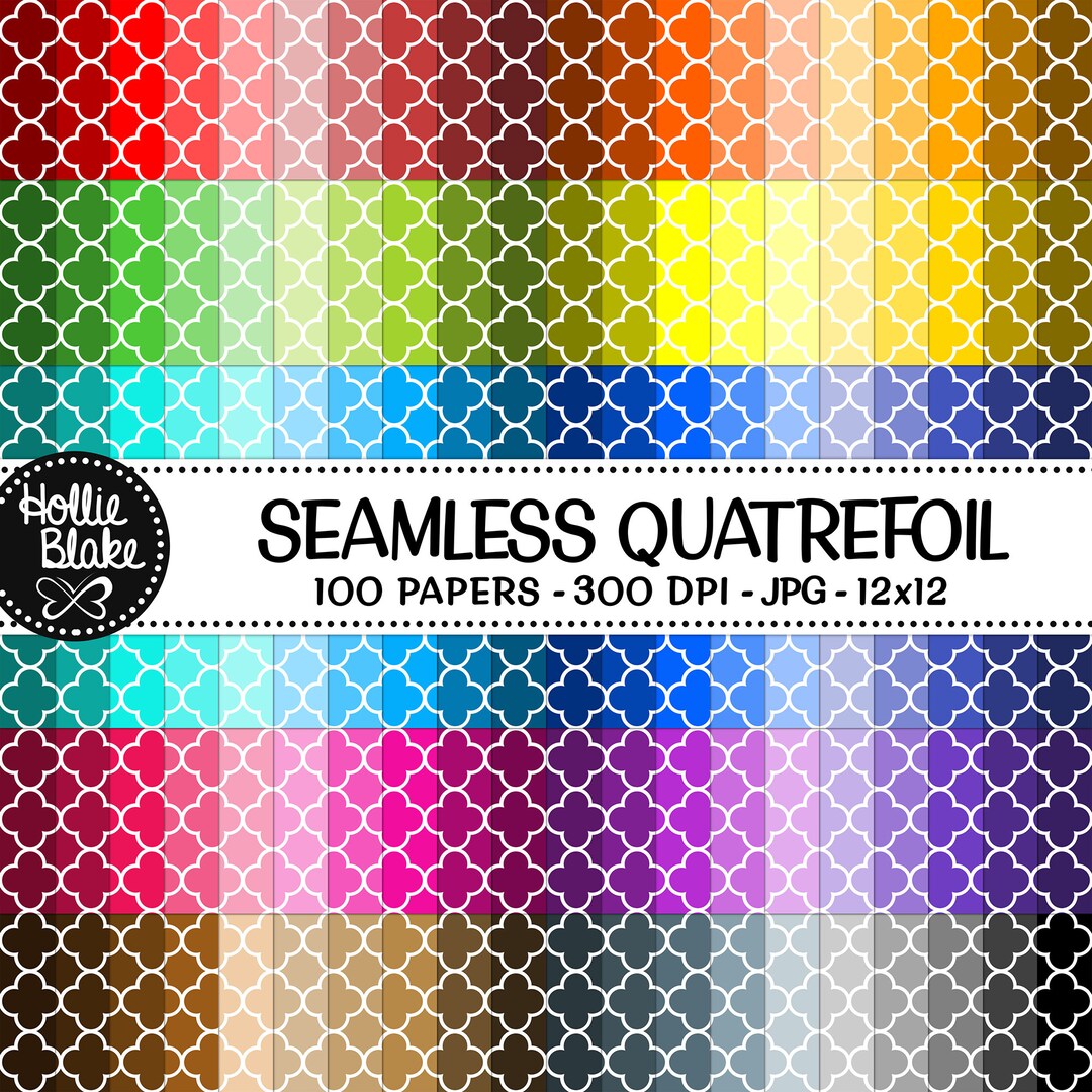 SALE!! 100 Quatrefoil Seamless Digital Papers • Rainbow • Seamless ...