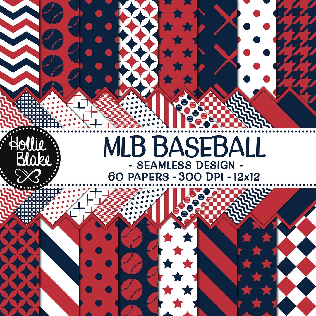 Sale Red Blue MLB Baseball Seamless Digital Paper Pack - Etsy