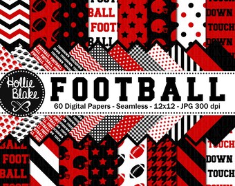 Football Digital Paper Pack - Scrapbooking Papers - Seamless Patterns ...