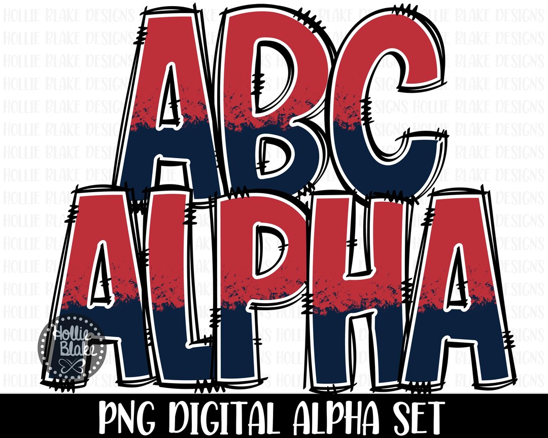 Red & Blue Doodle Alphabet PNG Letters, Doodle Letters PNG Letters, Red ...