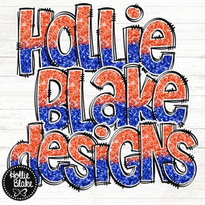 Blue & Orange Glitter Doodle Alphabet PNG Letters, Doodle Letters PNG ...