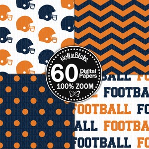 Blue & Orange Football Seamless Digital Papers, Digital Patterns JPG ...