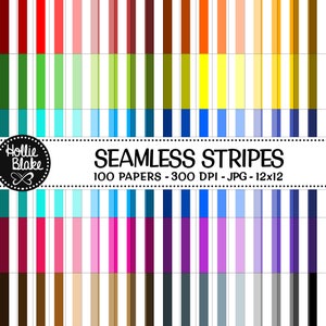 SALE!! 100 Stripes Seamless Digital Papers • Rainbow • Seamless ...