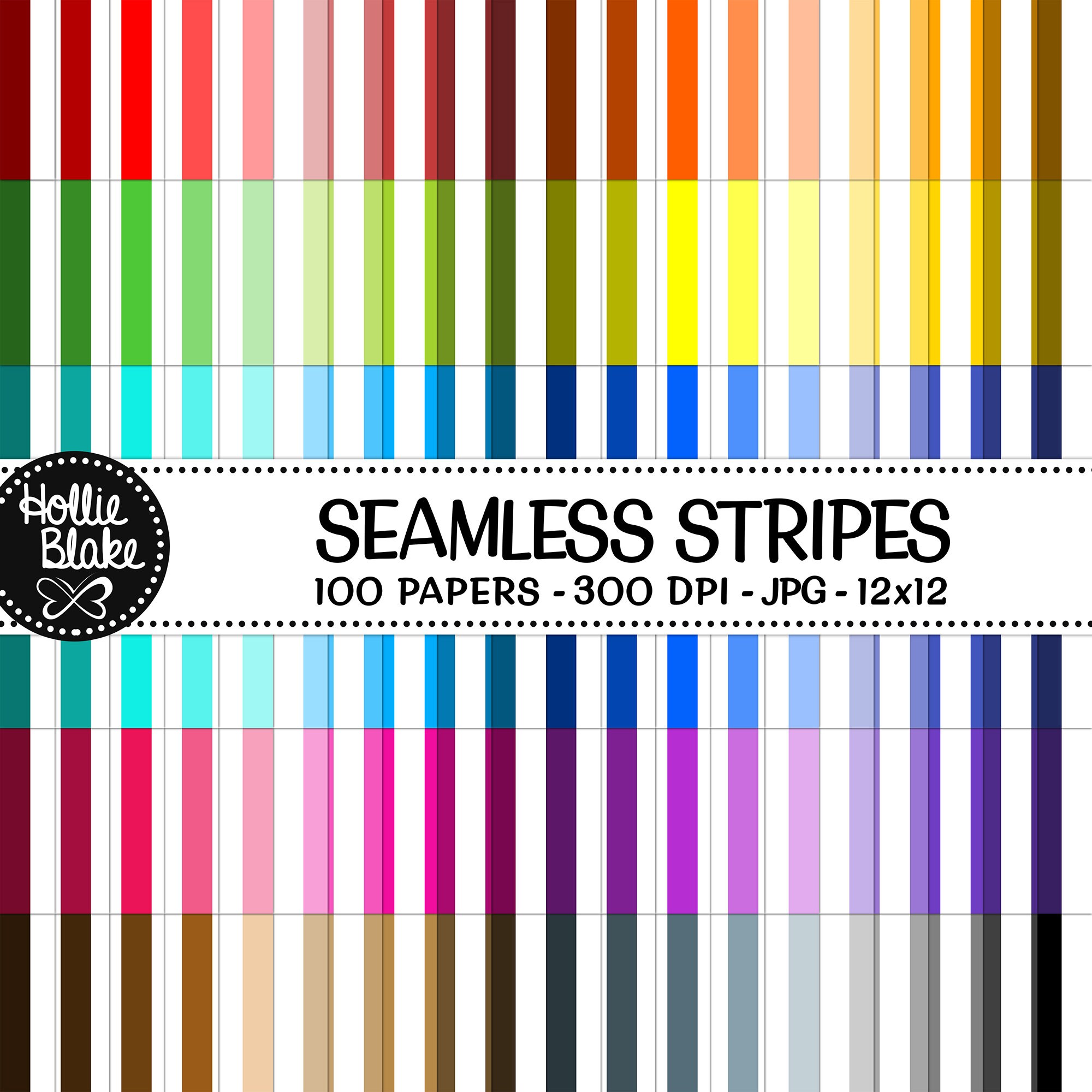 SALE 100 Stripes Seamless Digital Papers Rainbow | Etsy