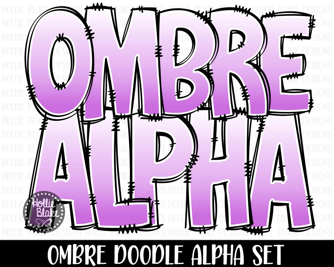Purple Pastel Ombre Fade Doodle Alphabet PNG Letters, Doodle Letters ...