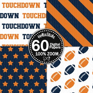 Blue & Orange Football Seamless Digital Papers, Digital Patterns JPG ...