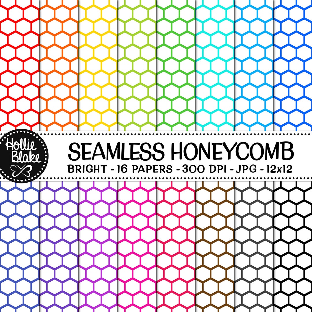 SALE!! 16 Bright Honeycomb Seamless Digital Papers • Rainbow • Seamless ...