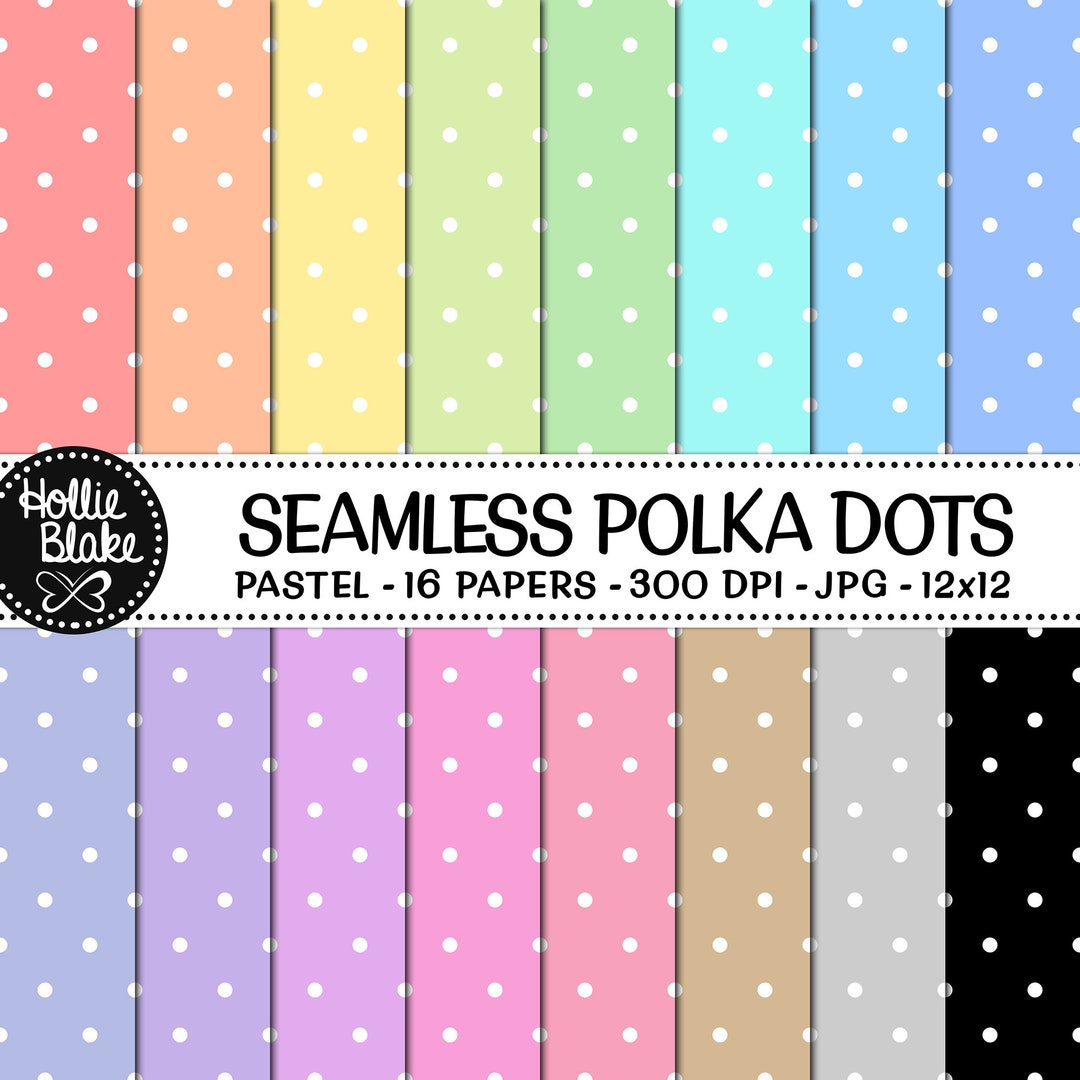 SALE!! 16 Pastel Polka Dots Seamless Digital Papers • Rainbow Digital ...