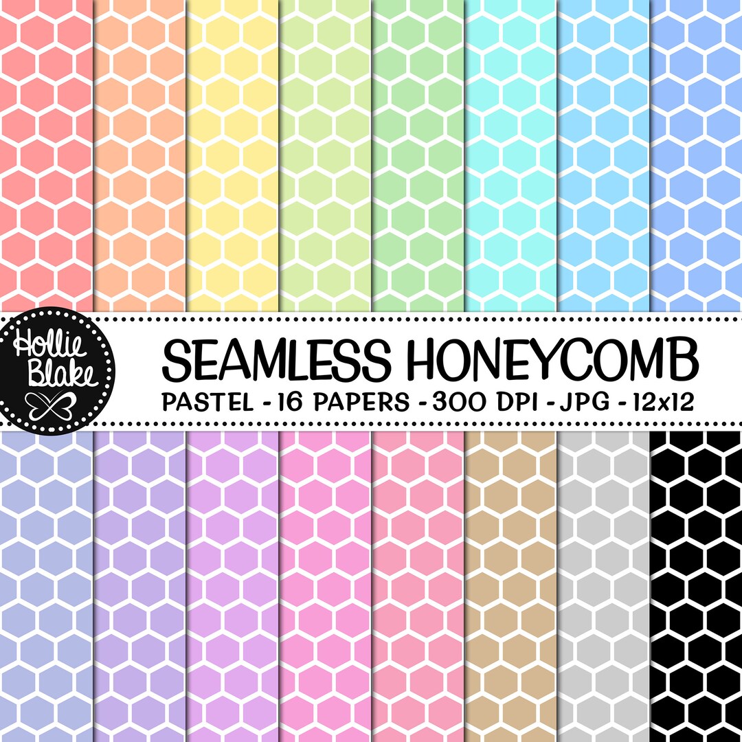SALE!! 16 Pastel Honeycomb Seamless Digital Papers • Rainbow Digital ...