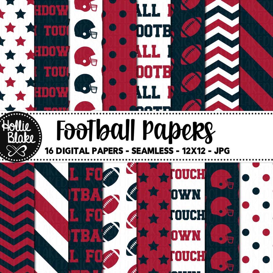Red & Blue Football Seamless Digital Papers, Digital Patterns ...