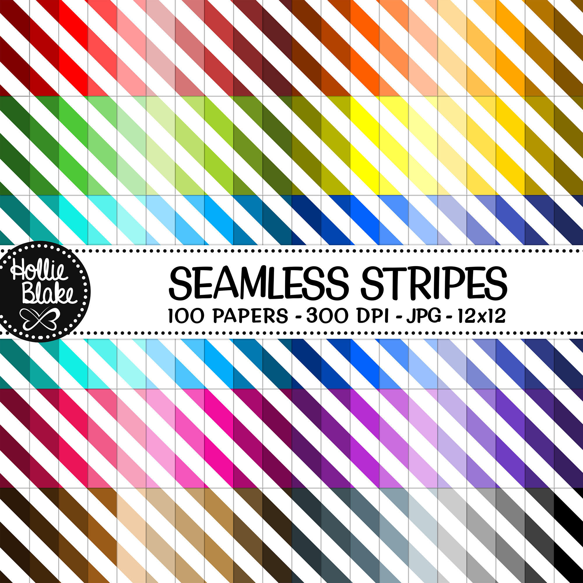 SALE 100 Stripes Seamless Digital Papers Rainbow - Etsy