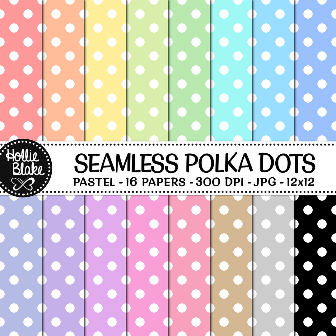 SALE!! 16 Pastel Polka Dots Seamless Digital Papers • Rainbow Digital ...