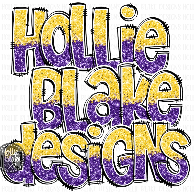Purple & Gold Glitter Alphabet Letters PNG Bundle, Hand Drawn Alphabet ...
