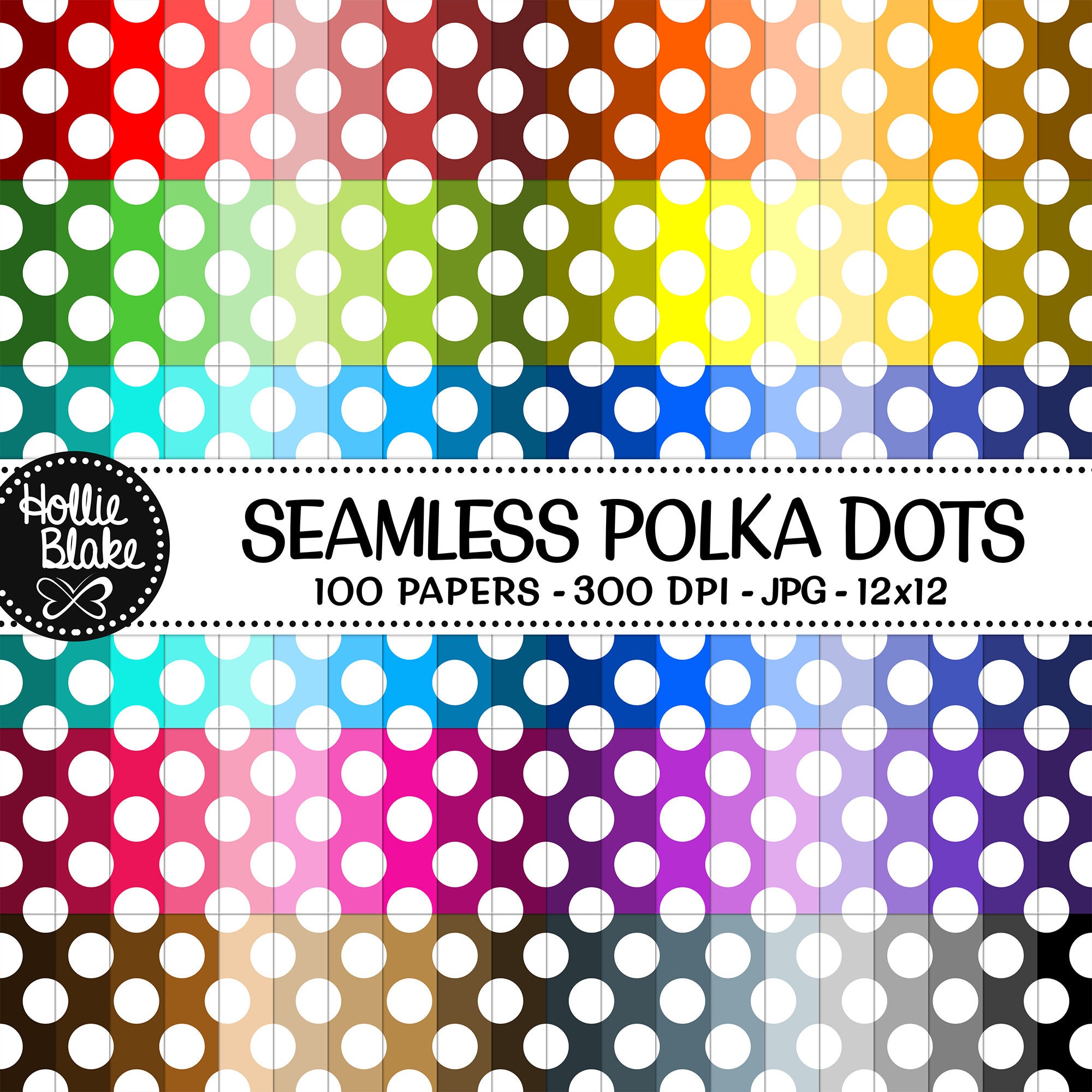 SALE 100 Polka Dots Seamless Digital Papers Rainbow | Etsy