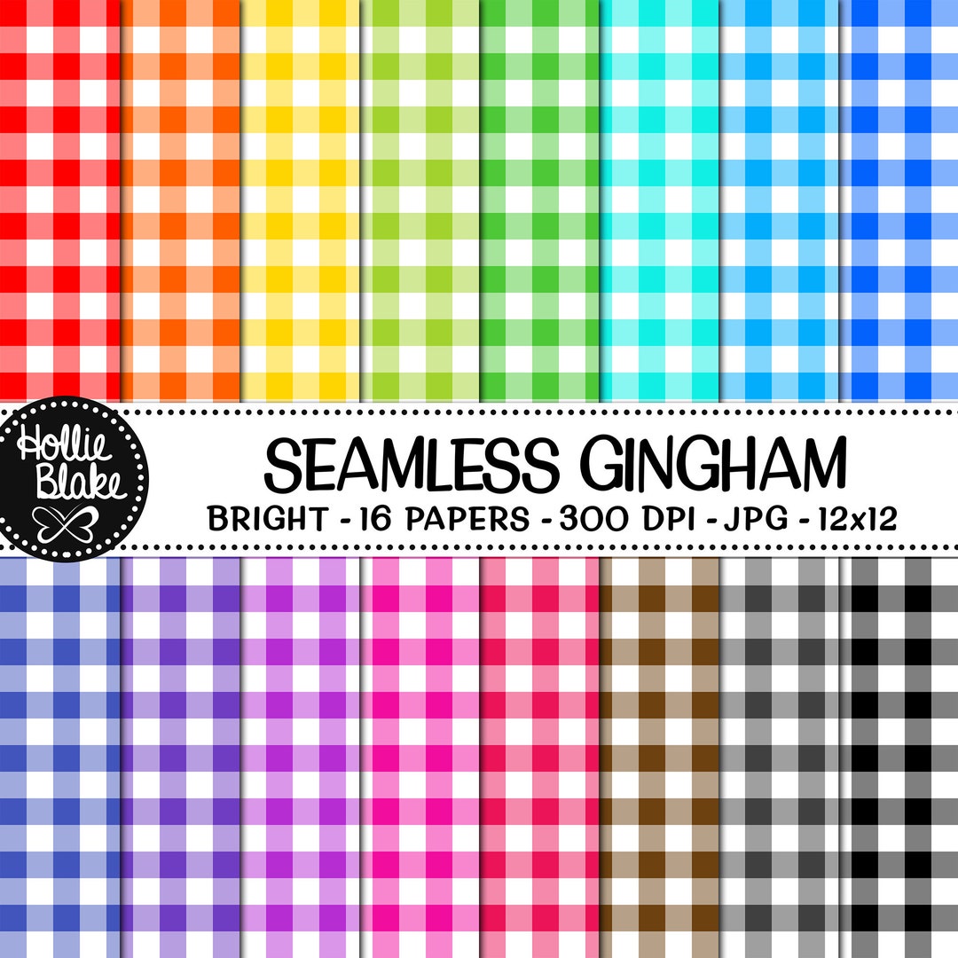 SALE!! 16 Bright Gingham Seamless Digital Papers • Rainbow • Seamless ...