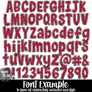 Crimson Red & Gray Football Alphabet Letters PNG Bundle, Hand Drawn ...