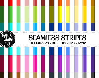 SALE 100 Stripes Seamless Digital Papers Rainbow | Etsy