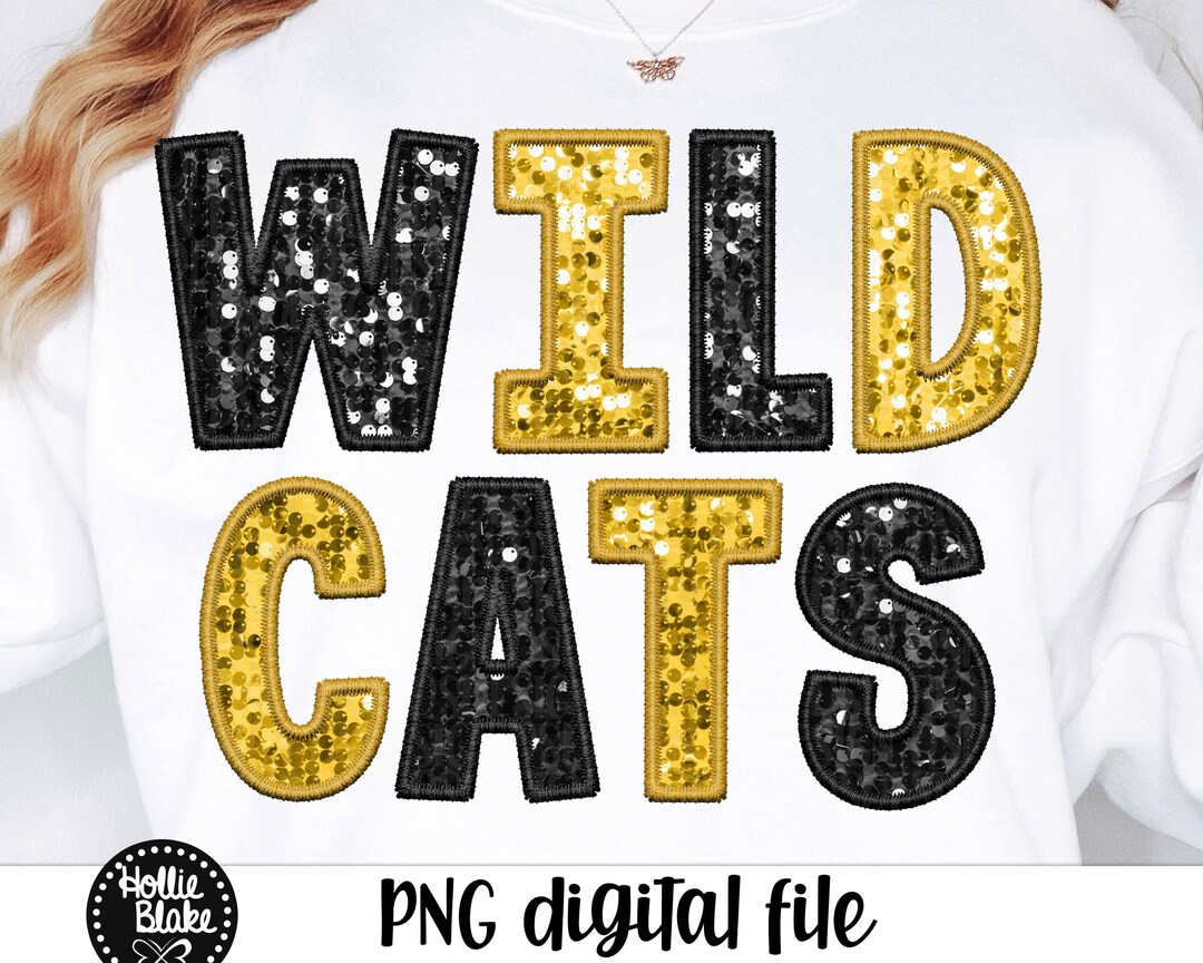 Wildcats Football, Black & Gold, Wildcats Sparkly Faux Sequin ...