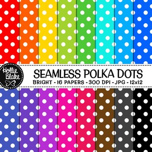 SALE!! 16 Bright Polka Dots Seamless Digital Papers • Rainbow ...