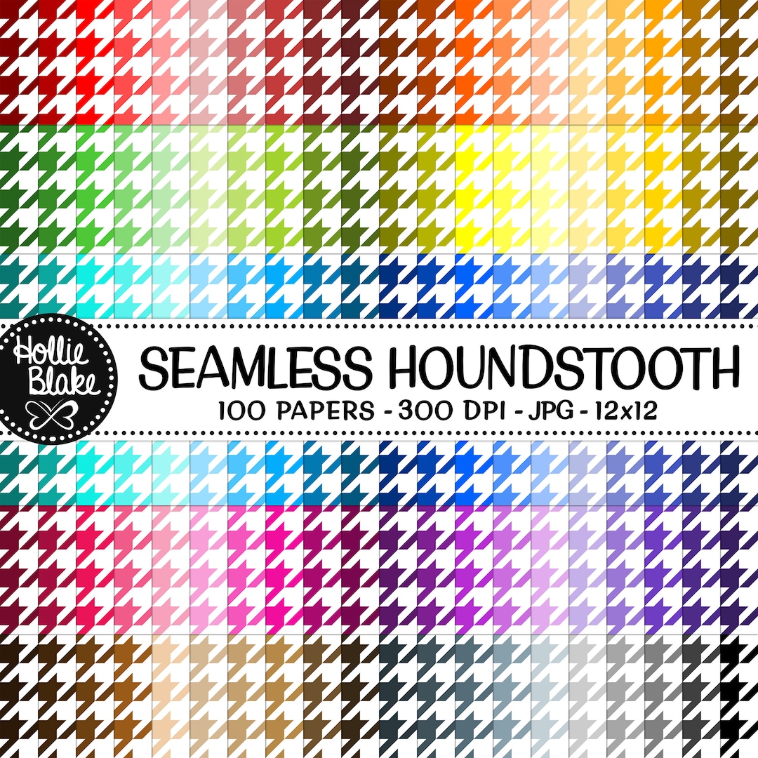 SALE!! 100 Houndstooth Seamless Digital Papers • Rainbow • Seamless ...