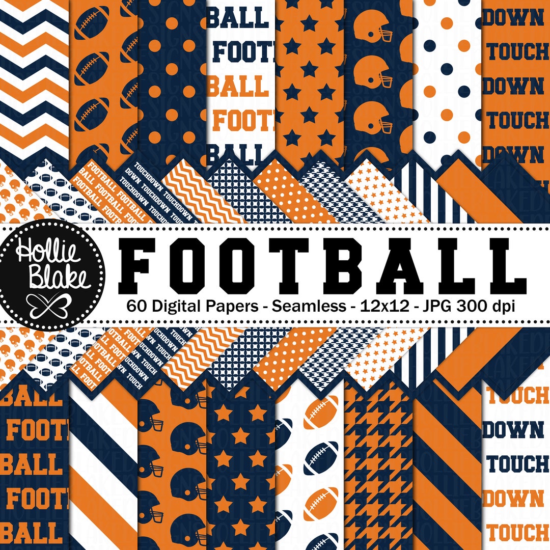 Blue & Orange Football Seamless Digital Papers, Digital Patterns JPG ...