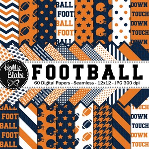 Blue & Orange Football Seamless Digital Papers, Digital Patterns JPG ...