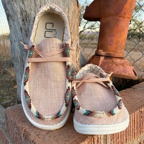 ORIGINAL DESIGN Hey Dude Beaded Shoes Aztec Design - Etsy