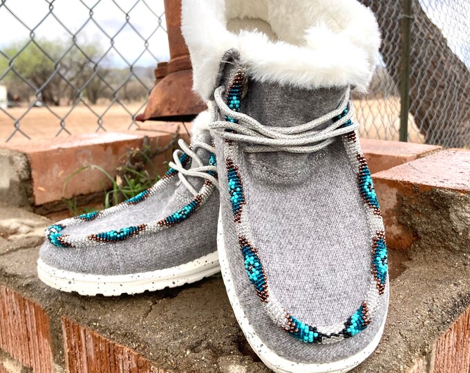 ORIGINAL DESIGN ~ Hey Dude Beaded Shoes - Aztec Design - Moccasin ...