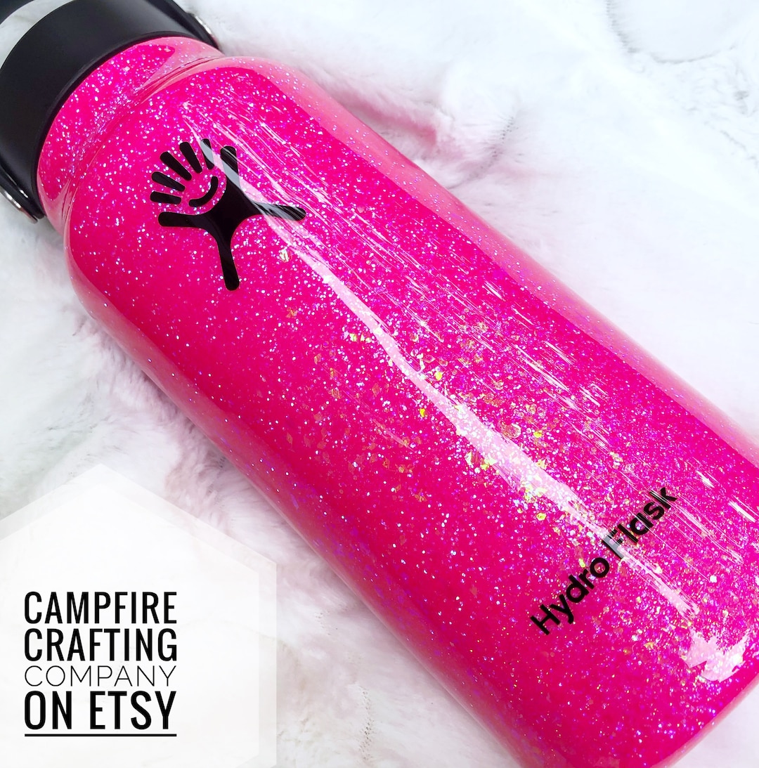 Custom Hot Pink Glitter Hydro Flask or Tumbler / Personalized - Etsy