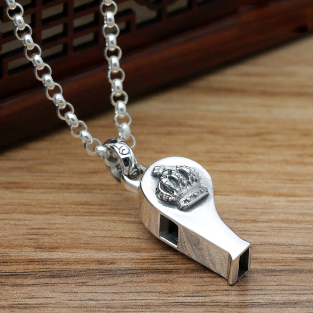 Sterling Silver Crown Whistle Pendant-925 Sterling Silver Whistle ...