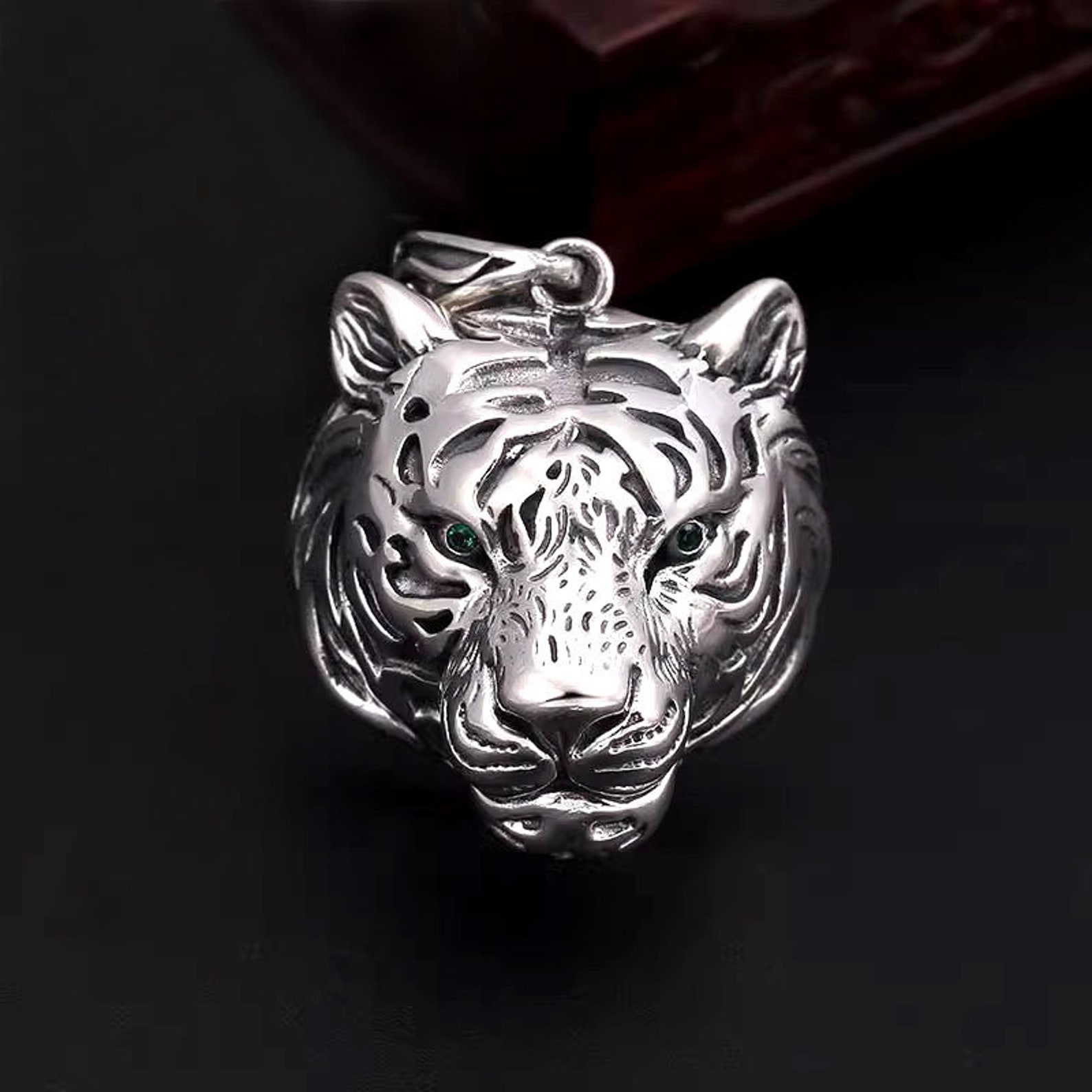 Tiger Pendant Necklace, Tiger Head Necklace for Men, 925 Sterling ...