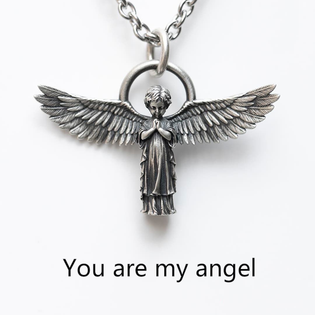 Sterling Silver Angel Pendant, Angel Minimalist Necklace, Goddess ...