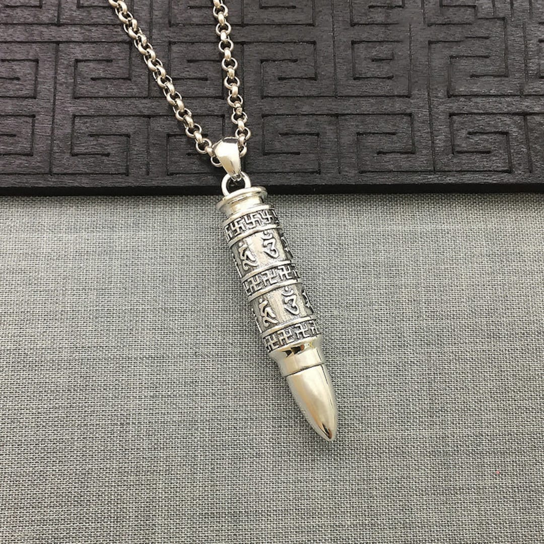 S925 Bullet Pendant, Bullet Necklace Silver, Silver Bullet Pendant ...