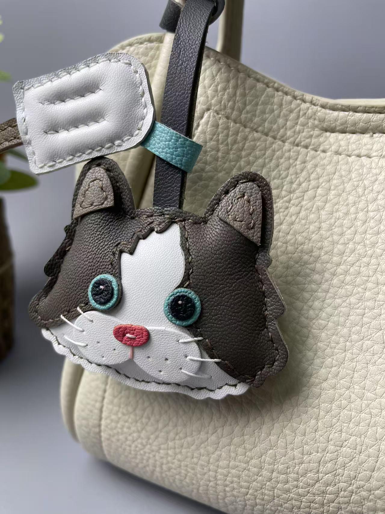 Custom Leather Cat Keychain Charm: Personalized Pet Memorial Gift - Etsy