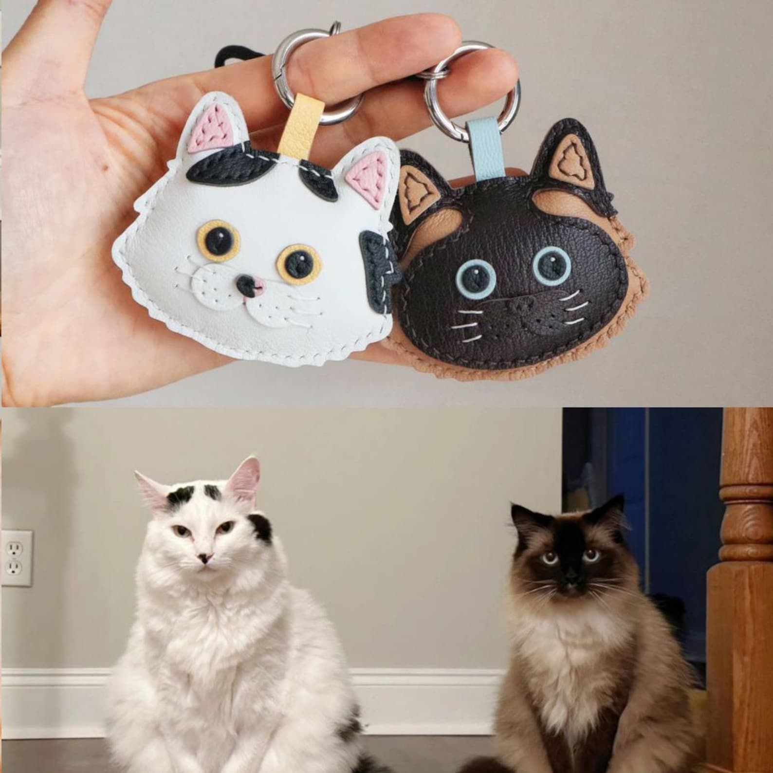 Handmade Leather Siamese Cat Charm,leather Bag Charm,custom ...