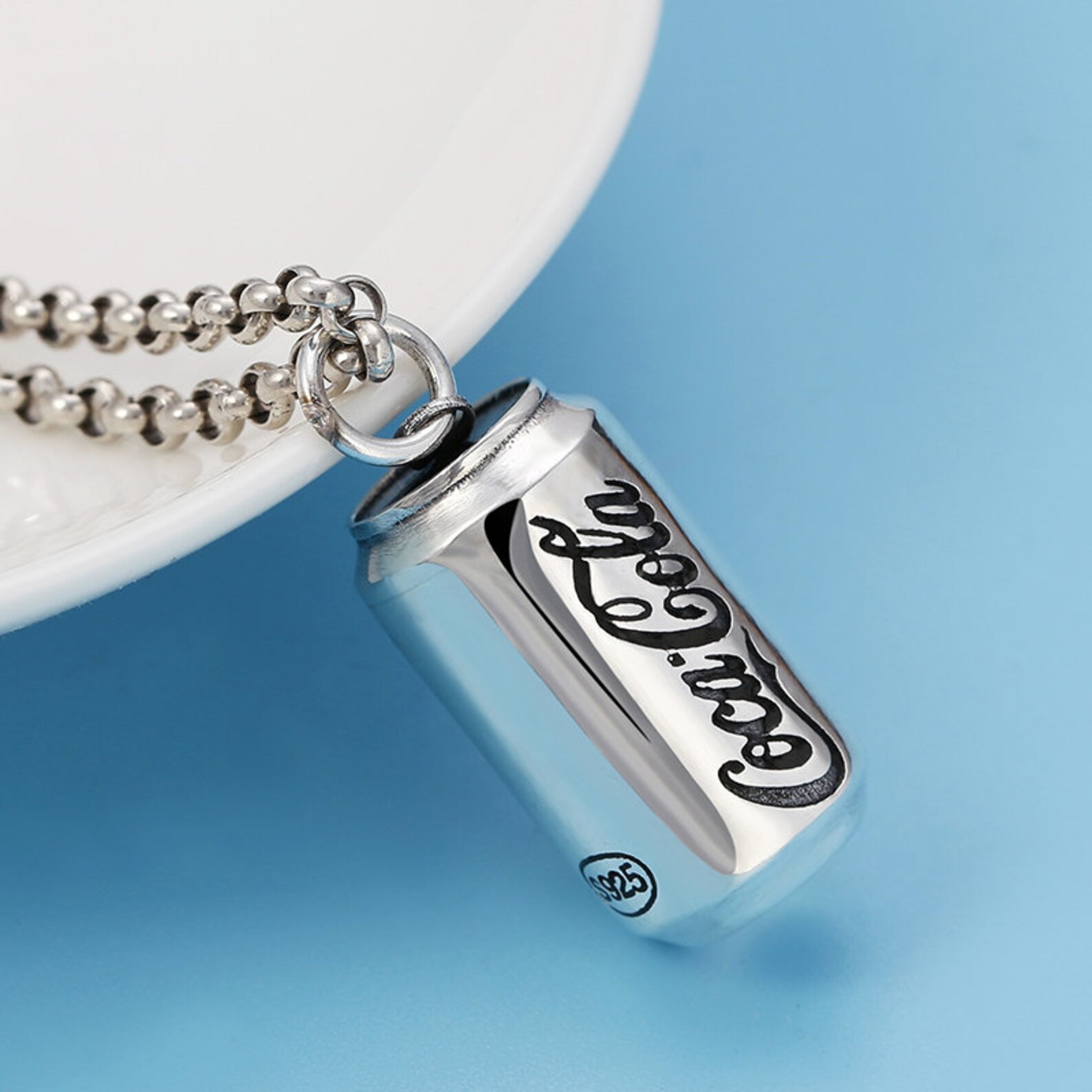 925 Sterling Silver Cola Pendant, Can Pendant, Personalized Signature ...