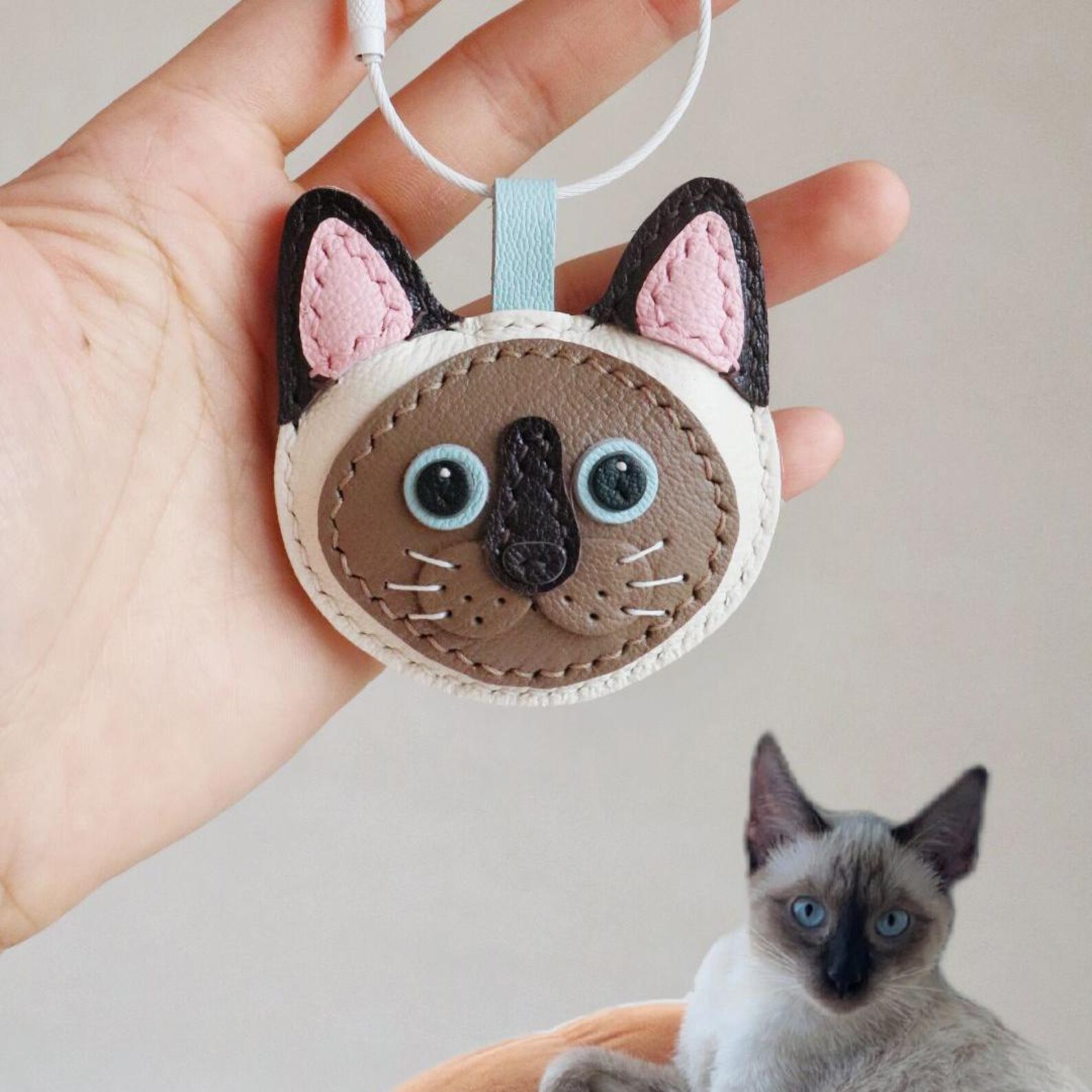 Handmade Leather Siamese Cat Charm,leather Bag Charm,custom ...