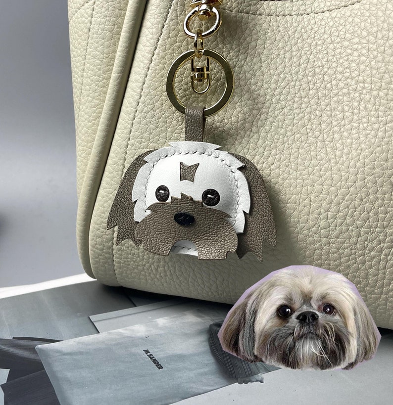 Personalized Leather Pet Keychain: Custom Dog & Cat Bag Charm - Etsy