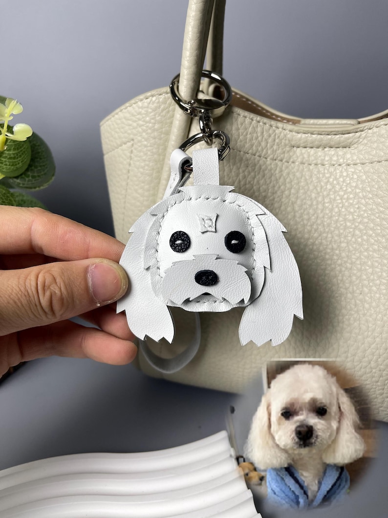 Personalized Leather Pet Keychain: Custom Dog & Cat Bag Charm - Etsy