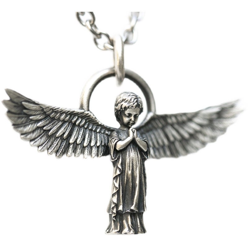 Sterling Silver Angel Pendant, Angel Minimalist Necklace, Goddess ...