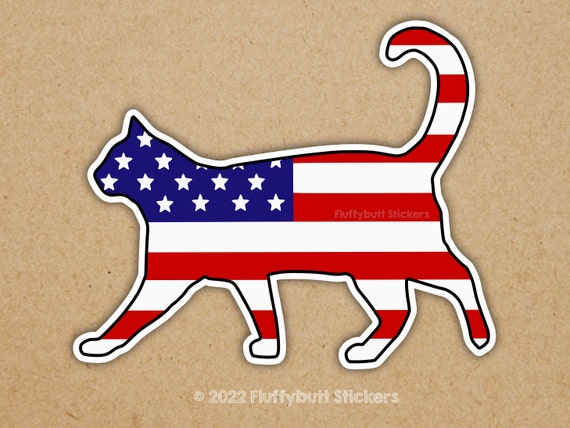 American Flag Cat Sticker USA Flag Cat Sticker for Car - Etsy
