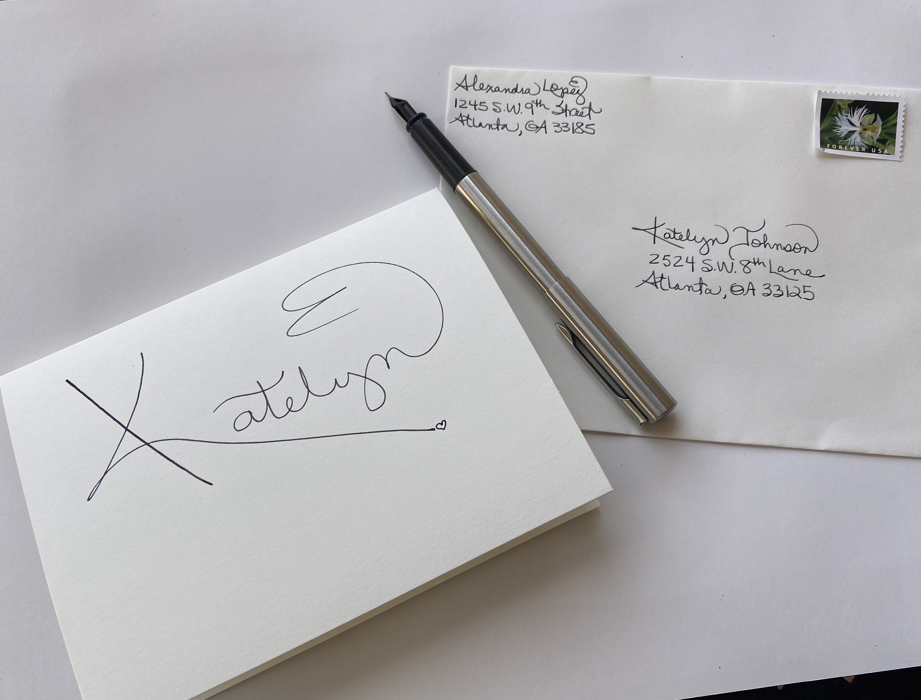 25 Handwritten Thank You Cards With Envelopes: Cursive Calligraphy ...