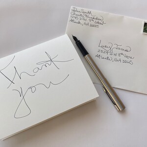 25 Handwritten Thank You Cards With Envelopes: Cursive Calligraphy ...
