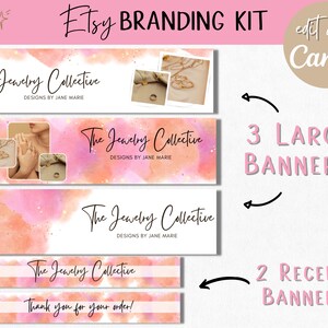 Watercolor Etsy Shop Banner Kit, Jewelry Seller Etsy Shop Branding ...