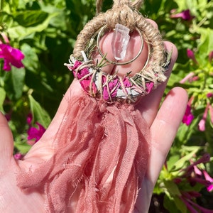 Herb Crystal Good Luck Charm Dream Catcher, Green Witch Positivity ...