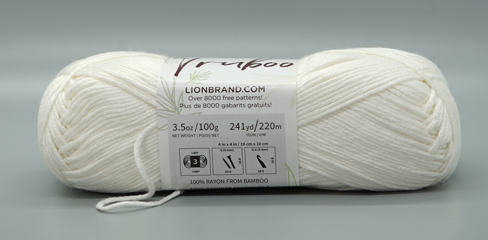 Lion Brand Truboo 100 White Yarn Bamboo Yarn - Etsy